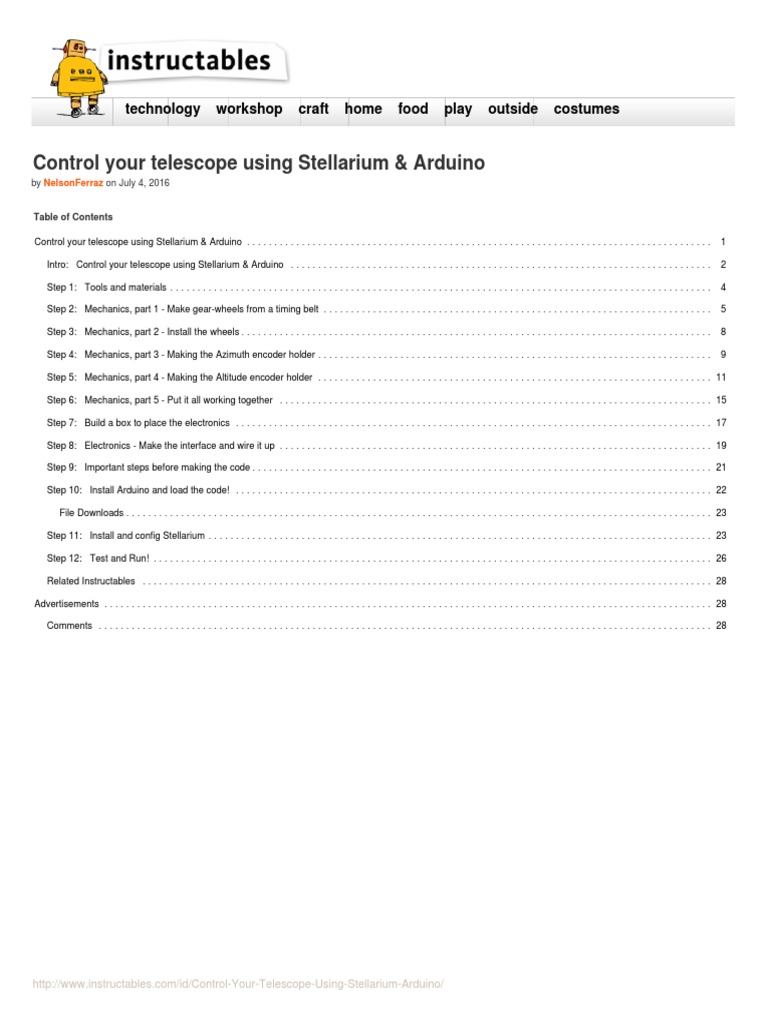 Control Your Telescope Using Stellarium Arduino Pdf Pdf Electrical