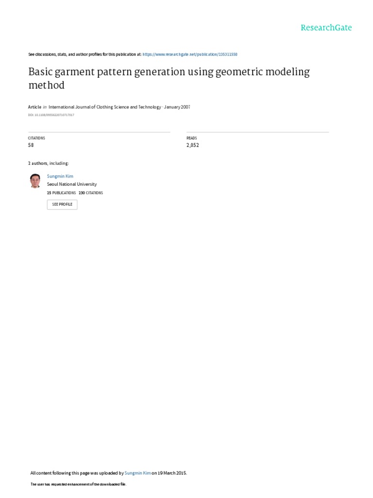 Basic Garment Pattern Generation Using Geometric M PDF | PDF | Computer ...