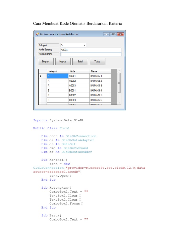 Cara Membuat Kode Otomatis Berdasarkan Kriteria | PDF | Computer Programming | Computing