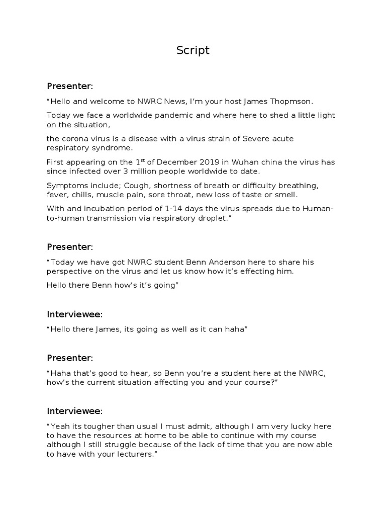 Script For Broadcast | PDF | Pandemic | Transmission (Medicine)