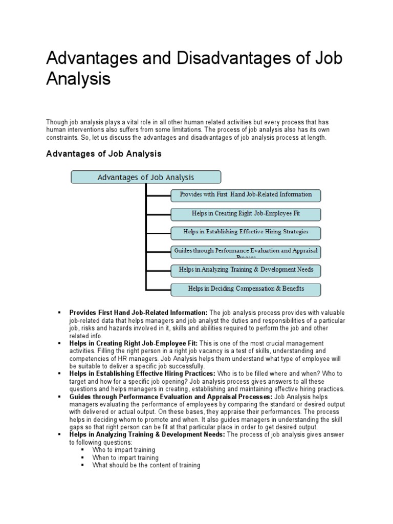 Advantages and Disadvantages of Job Analysis | PDF | Human Resource ...
