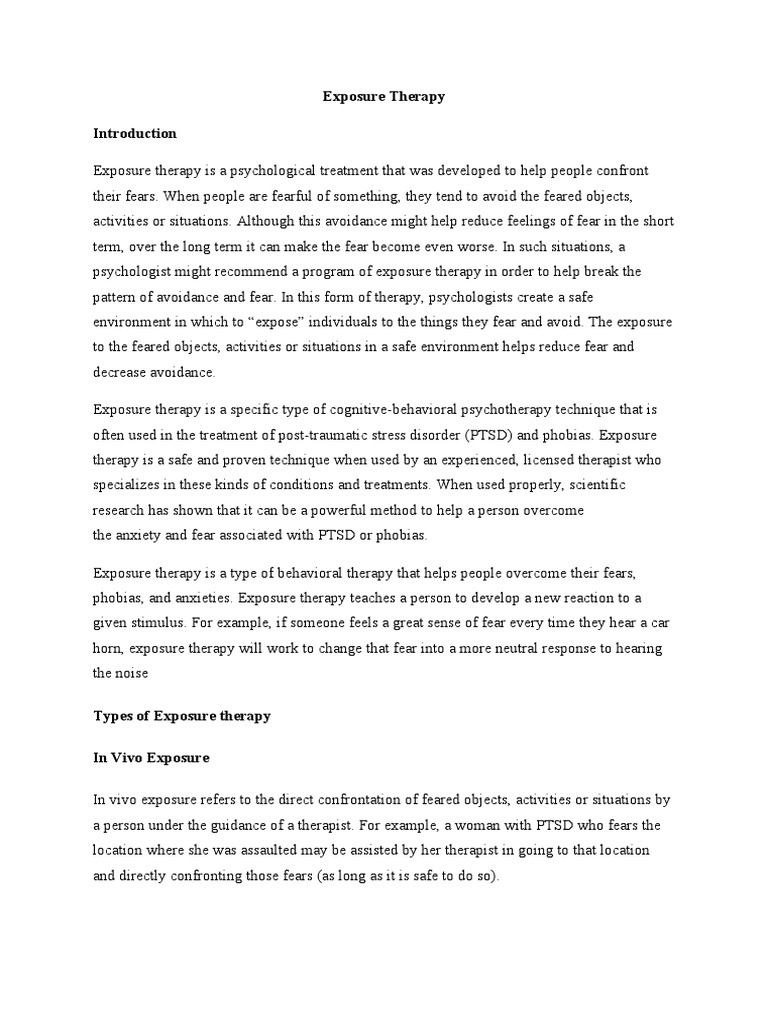 Exposure Therapy | PDF | Phobia | Anxiety Disorder