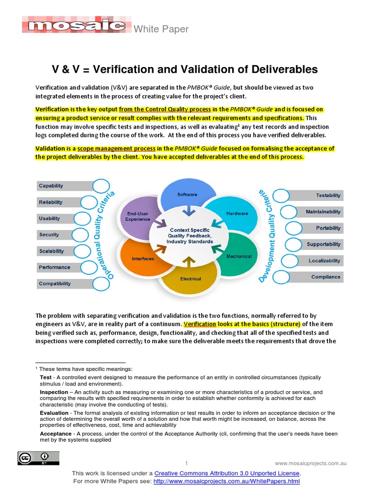 01 Verification And Validation Of Deliverables Pdf Verification And