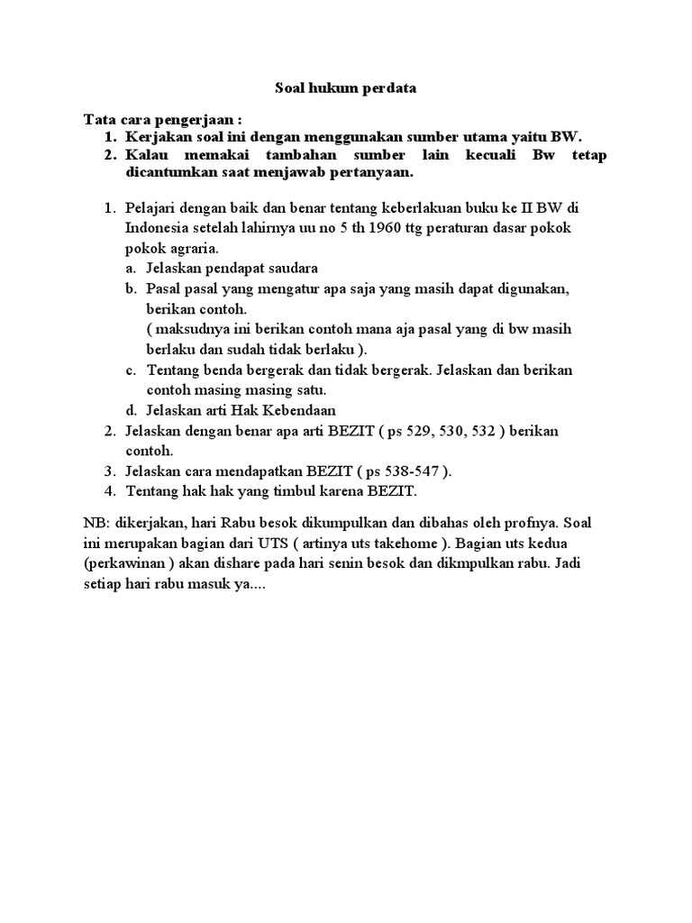 Soal Hukum Perdata | PDF | Hukum