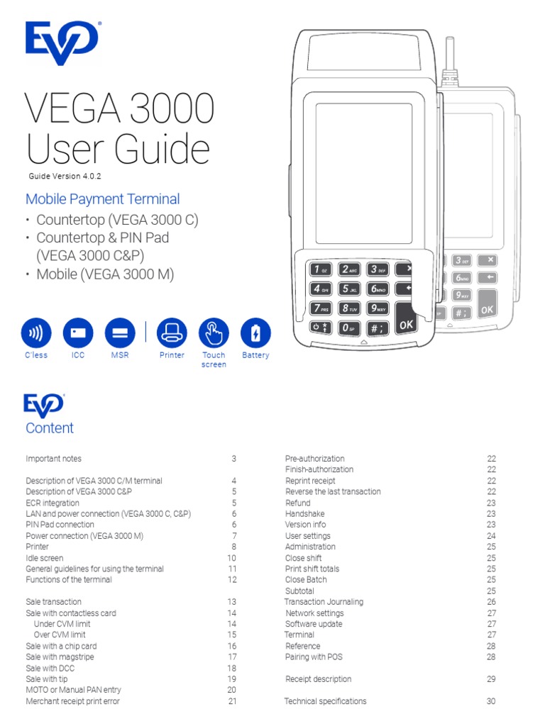 VEGA 3000 User Guide: Mobile Payment Terminal | PDF | Personal ...