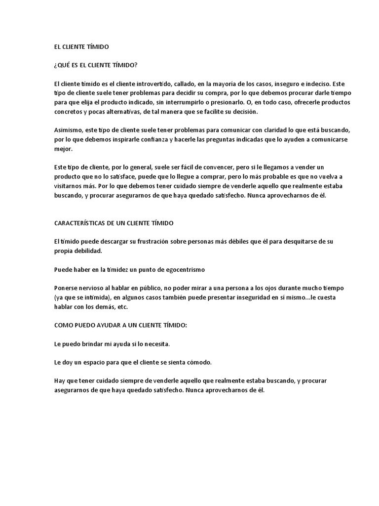 El Cliente Tímido | PDF
