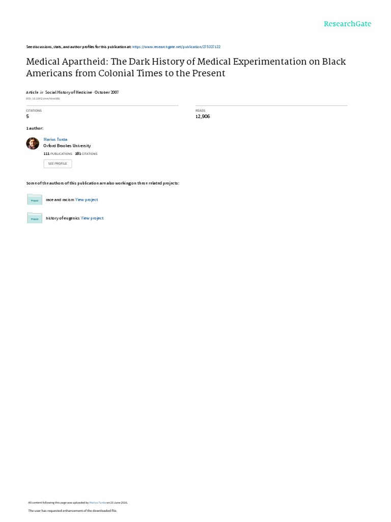 Marius Turda Review Medical Apartheid | PDF | Race (Human ...