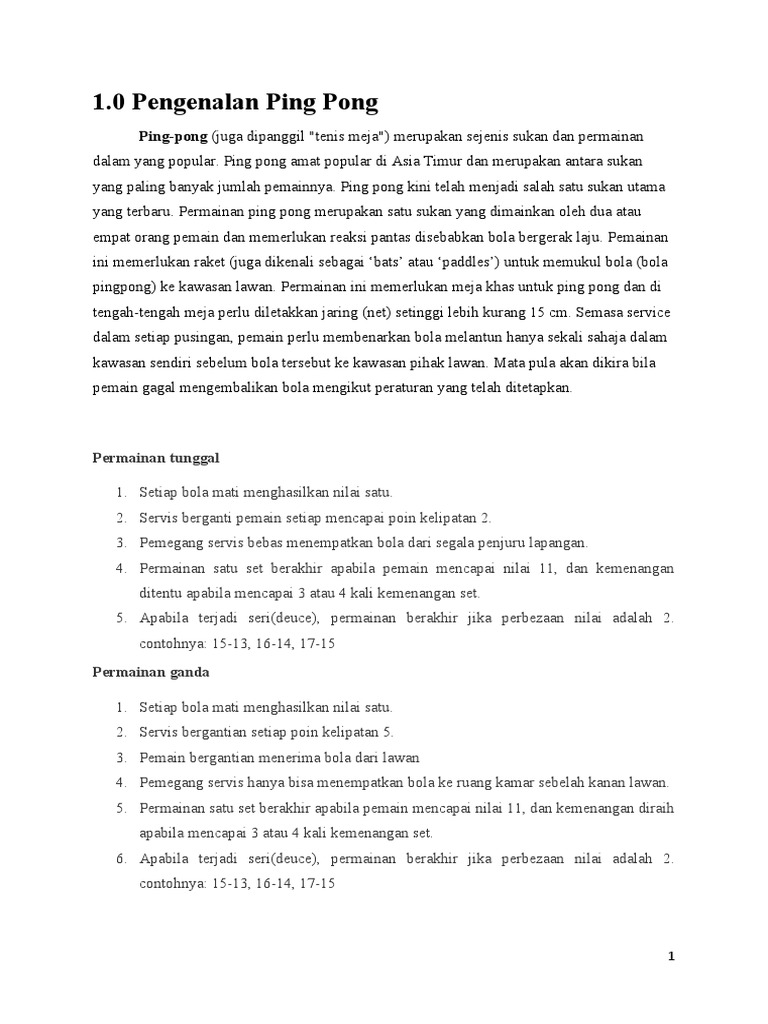Pengenalan Ping Pong (Ray) | PDF | Olahraga & Rekreasi
