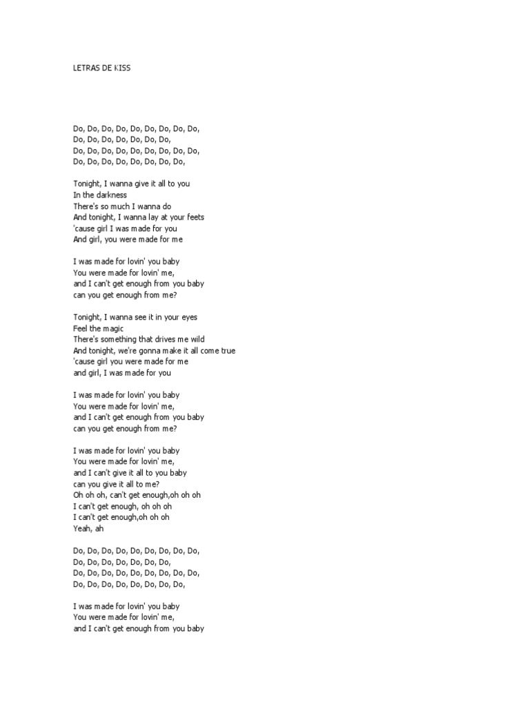 LETRAS DE KISS