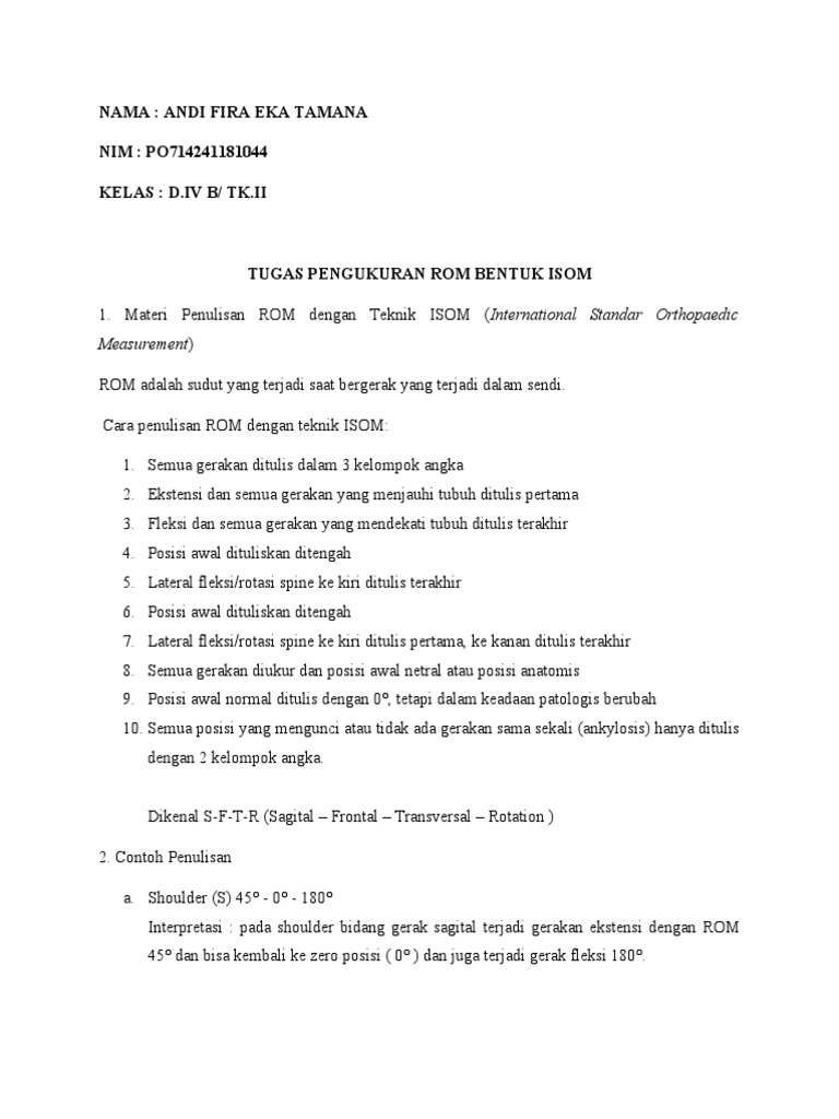 Pengukuran ROM by Andi Fira Eka Tamana | PDF