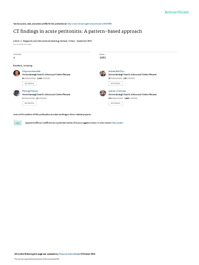 CT Findings in Acute Peritonitis A Pattern-Based A | PDF | Peritoneum ...