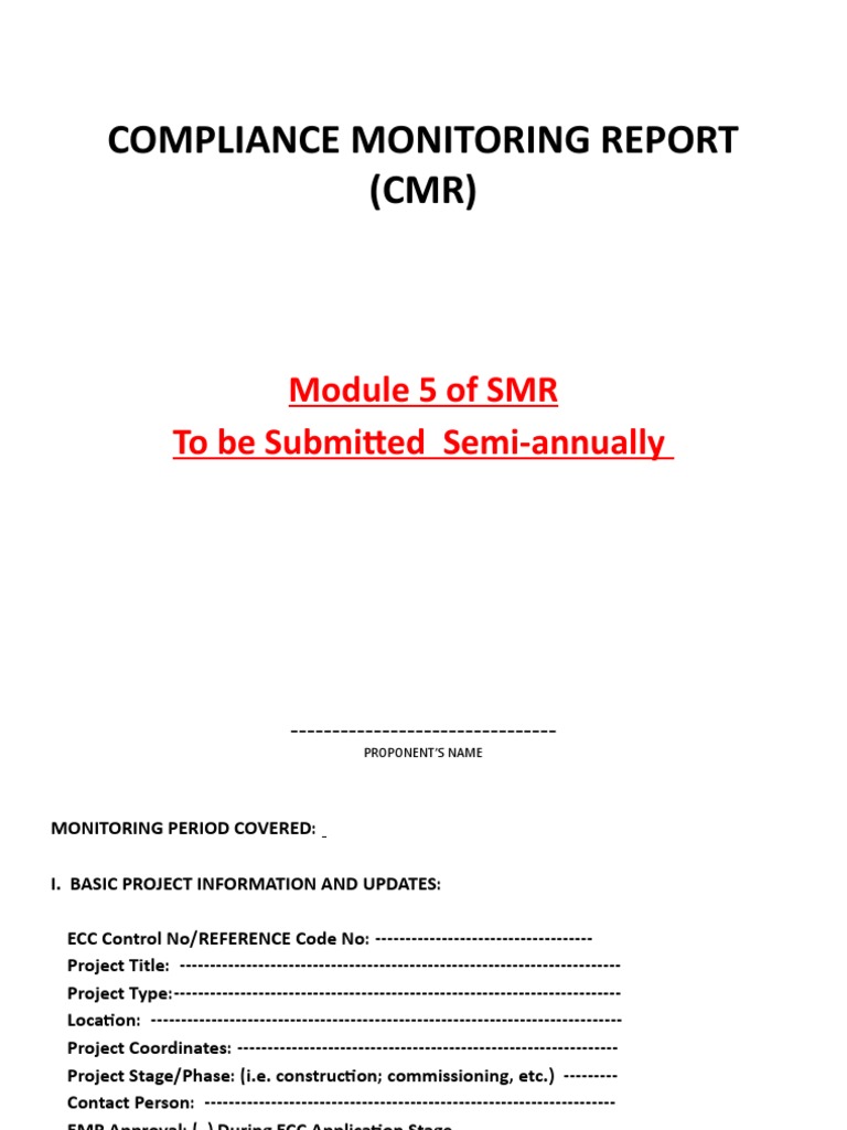 Compliance Monitoring Report (CMR) | PDF | Environmental Monitoring ...