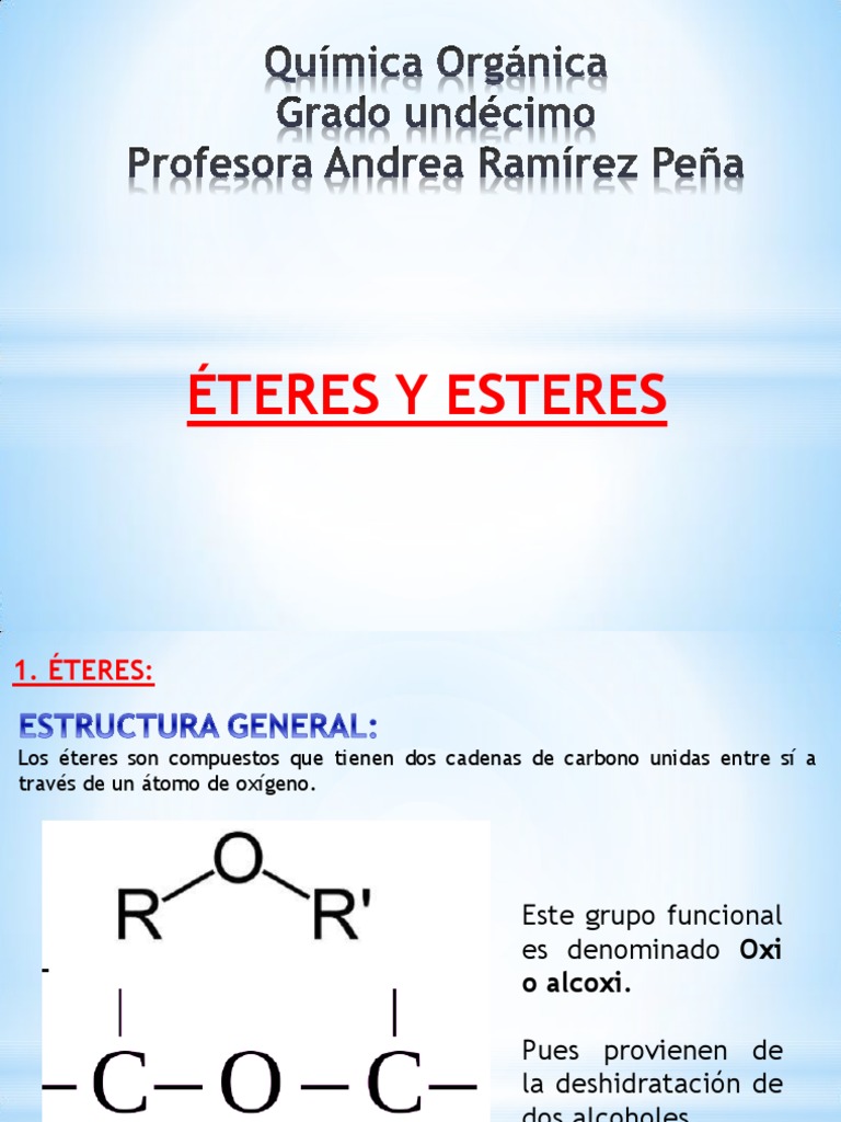 Éteres y Esteres PDF | PDF | Ester | Éter
