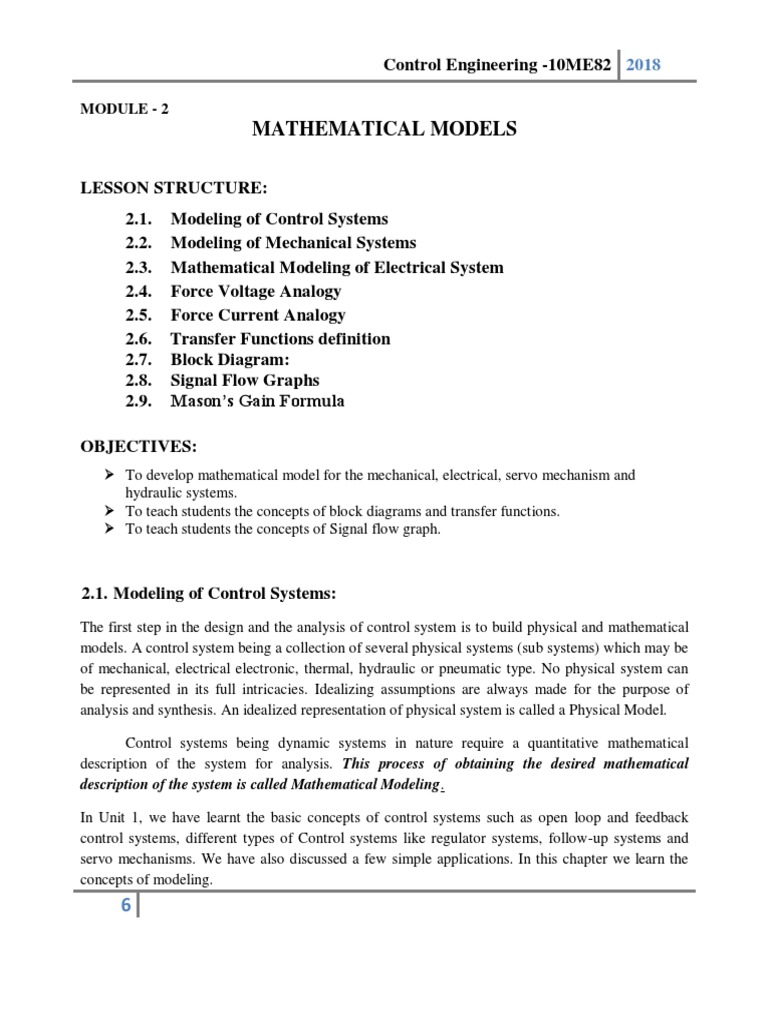 Mathematical Models: Module - 2 | PDF | Control Theory | Series And ...