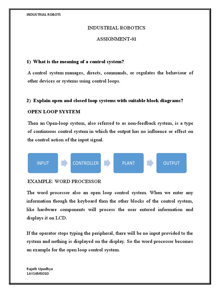 1) What Is The Meaning of A Control System?: Input Controller Plant ...