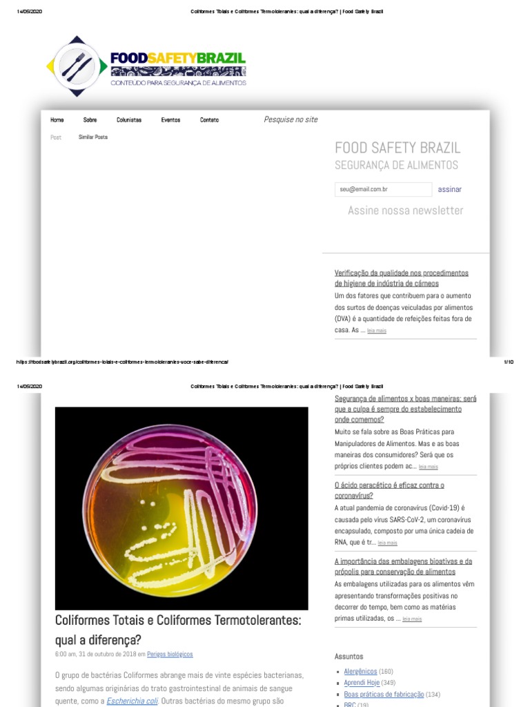 Coliformes Totais e Coliformes Termotolerantes Qual A Diferença Food ...