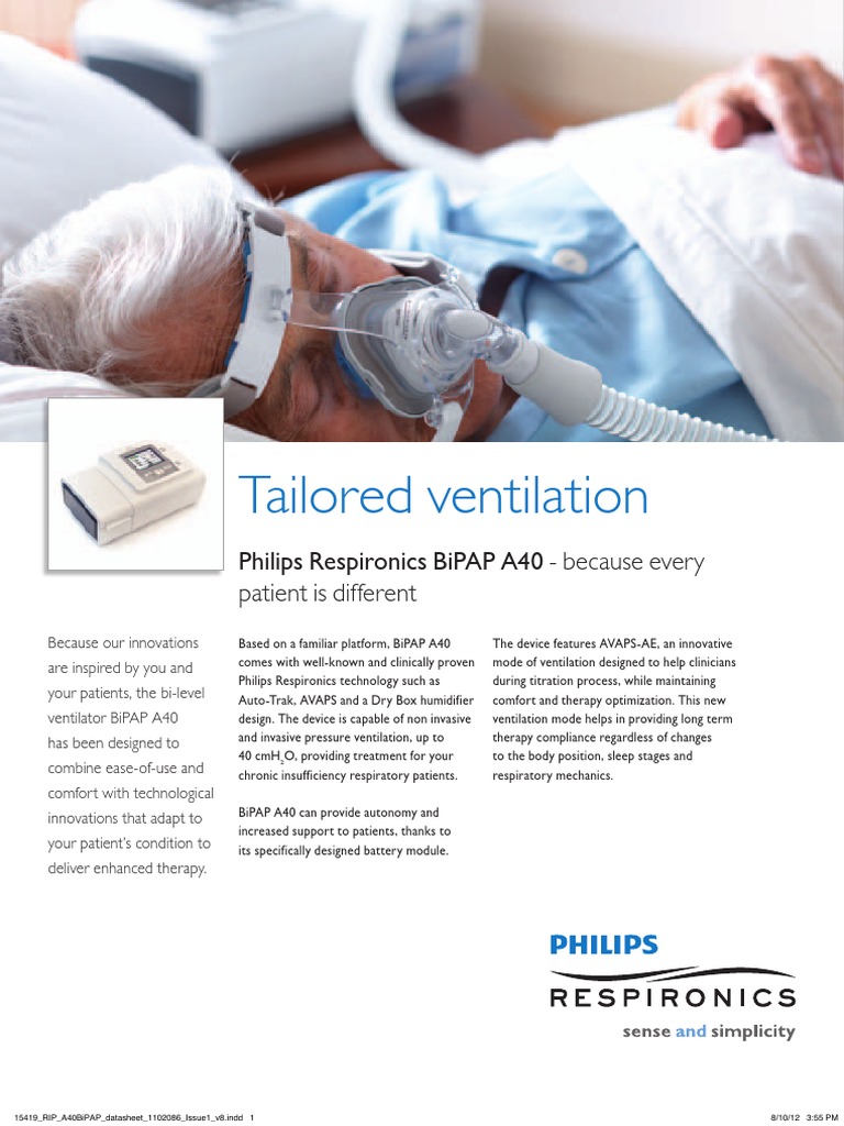 BiPAP A40 - Brochure | PDF | Respiration | Respiratory System