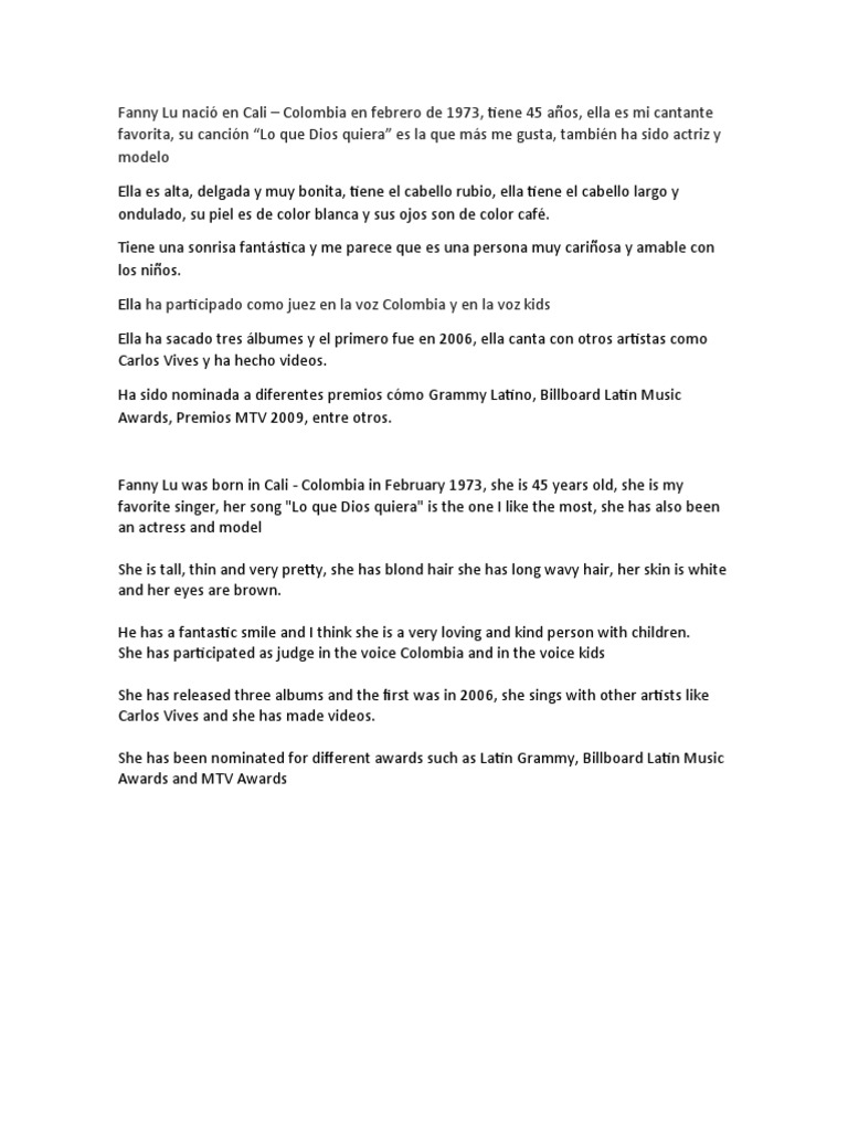 Personaje en Ingles | PDF