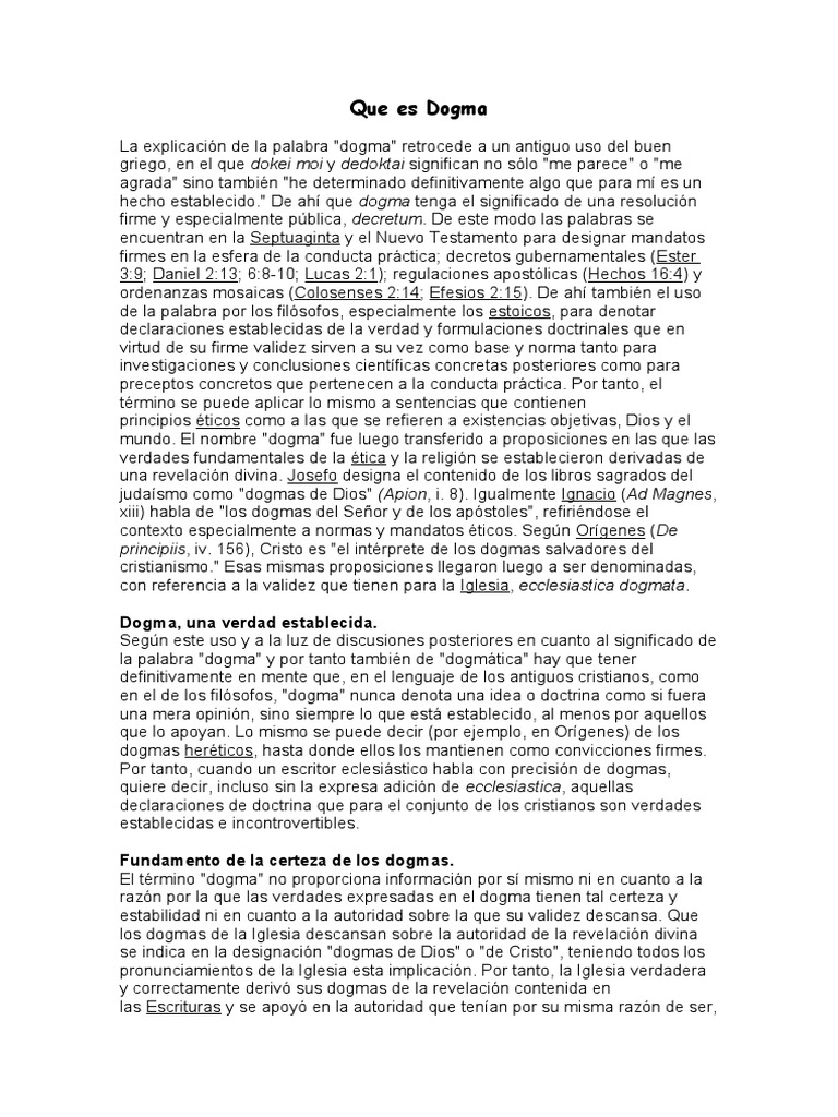 Definición y significado del dogma | PDF | Dogma | Iglesia Católica