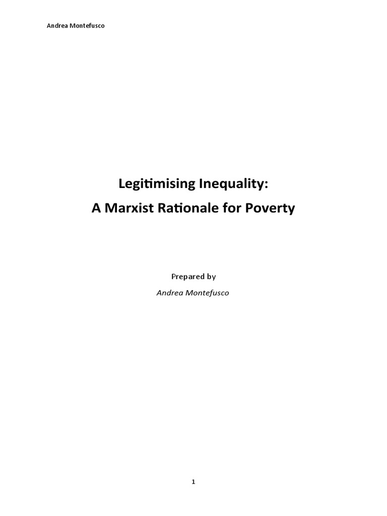 Legitimising Inequality: A Marxist Rationale For Poverty: Andrea ...