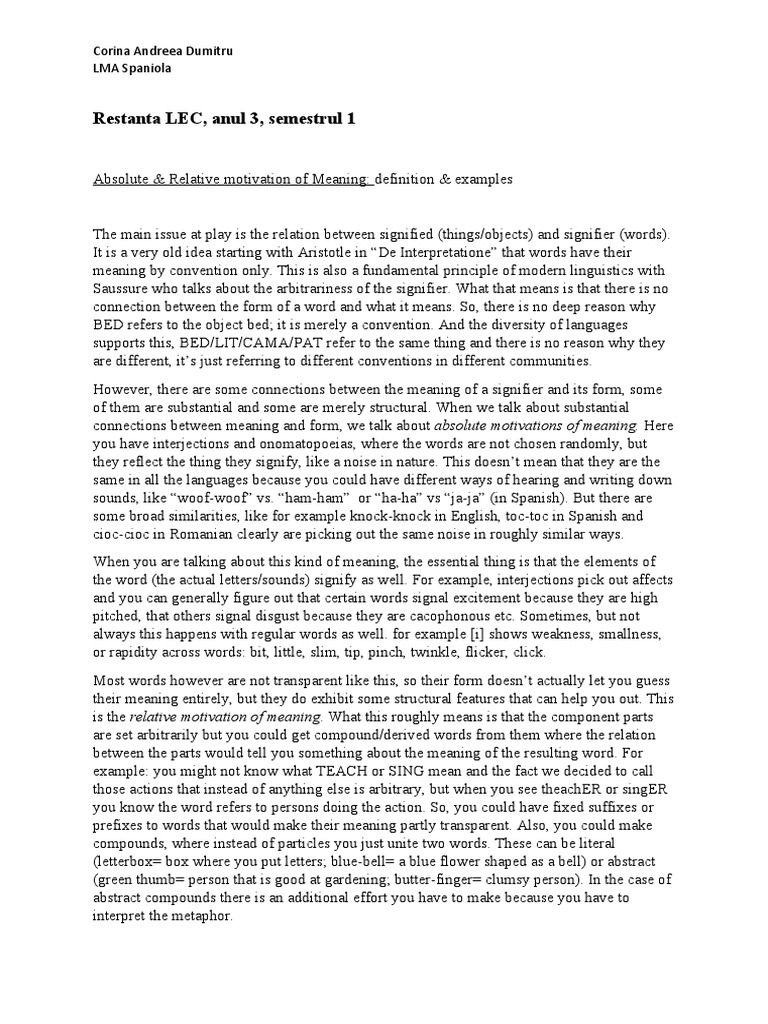 Absolute vs. Relative Motivation of Meaning | PDF | Word | Symbols