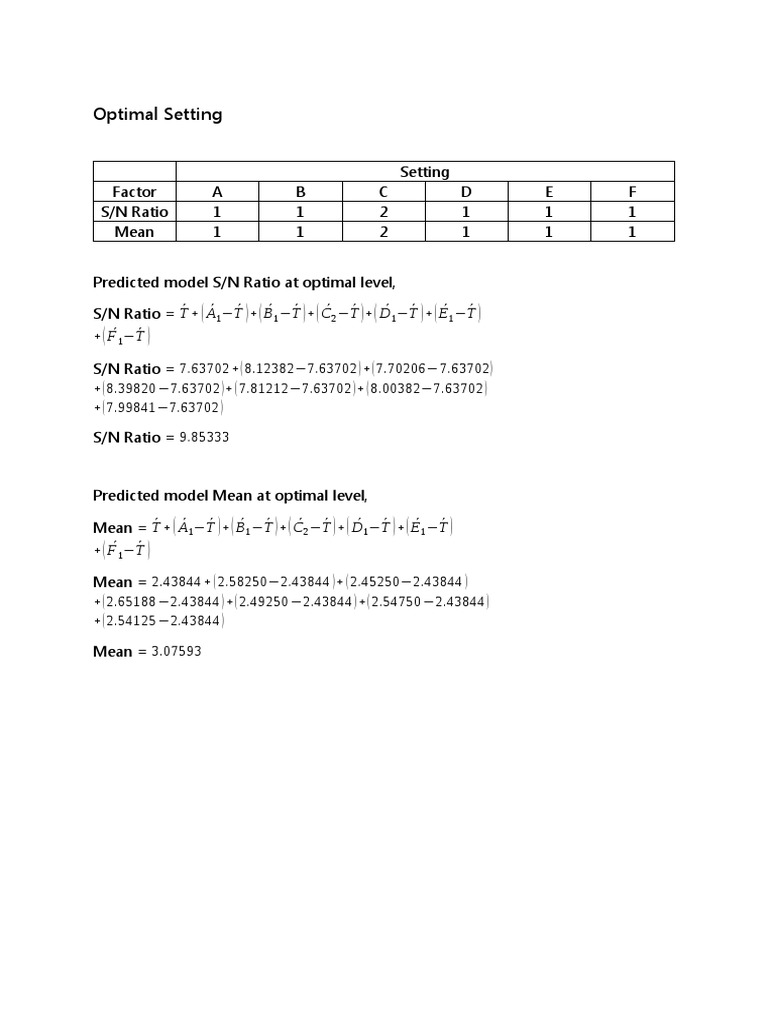 Optimal Setting | PDF
