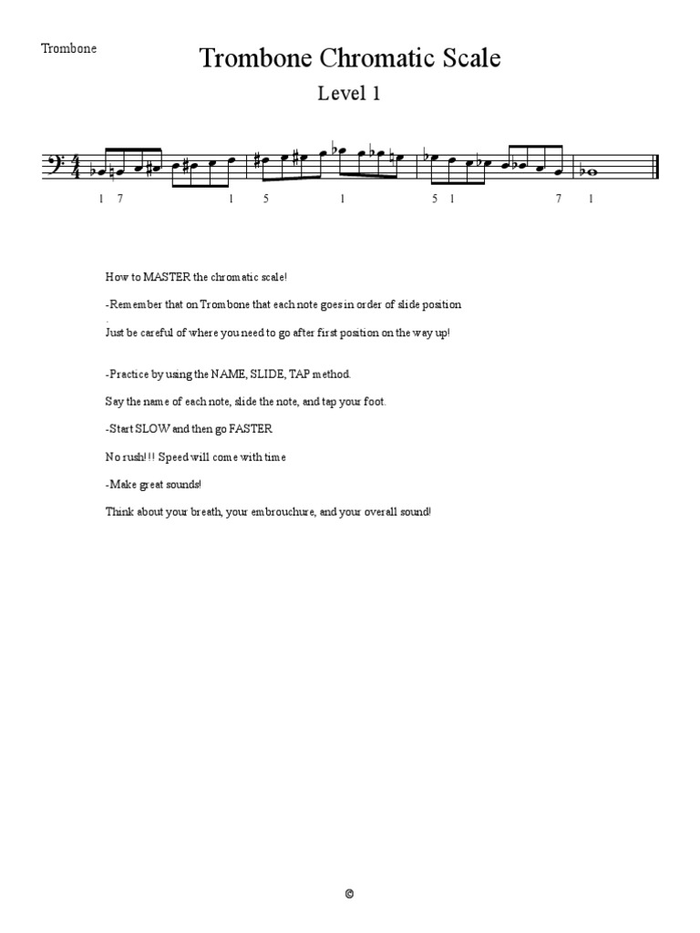 Slide Trombone Scales With Positions