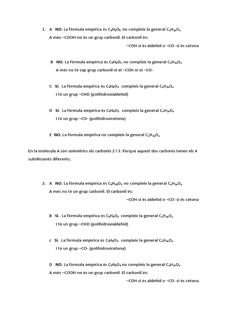 Solucions Exercicis Monosacàrids | PDF