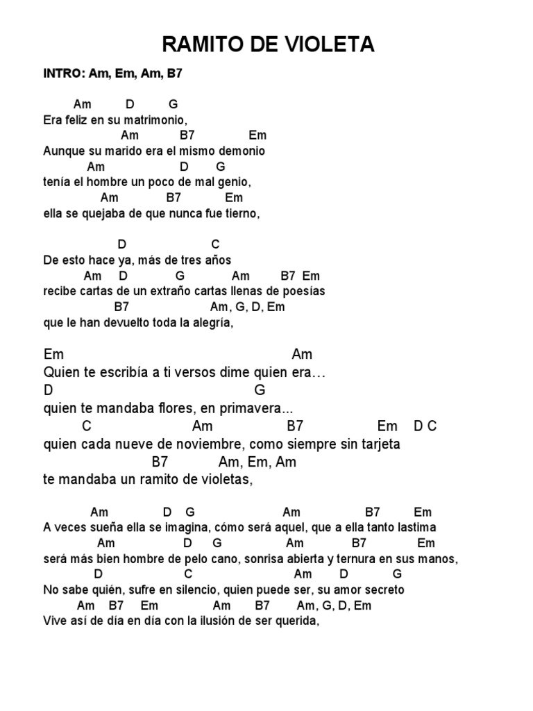 Ramitos de Violetas Version Victor Manuel y Pablo Milanes | PDF