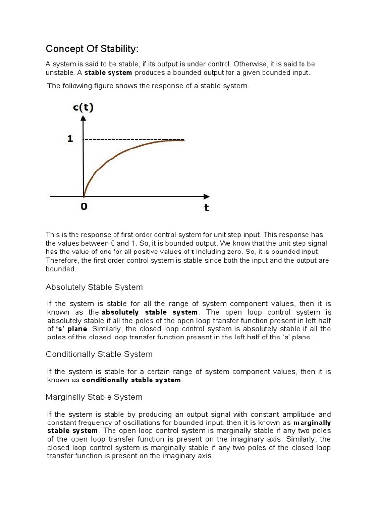Concept of Stability:: Absolutely Stable System | PDF
