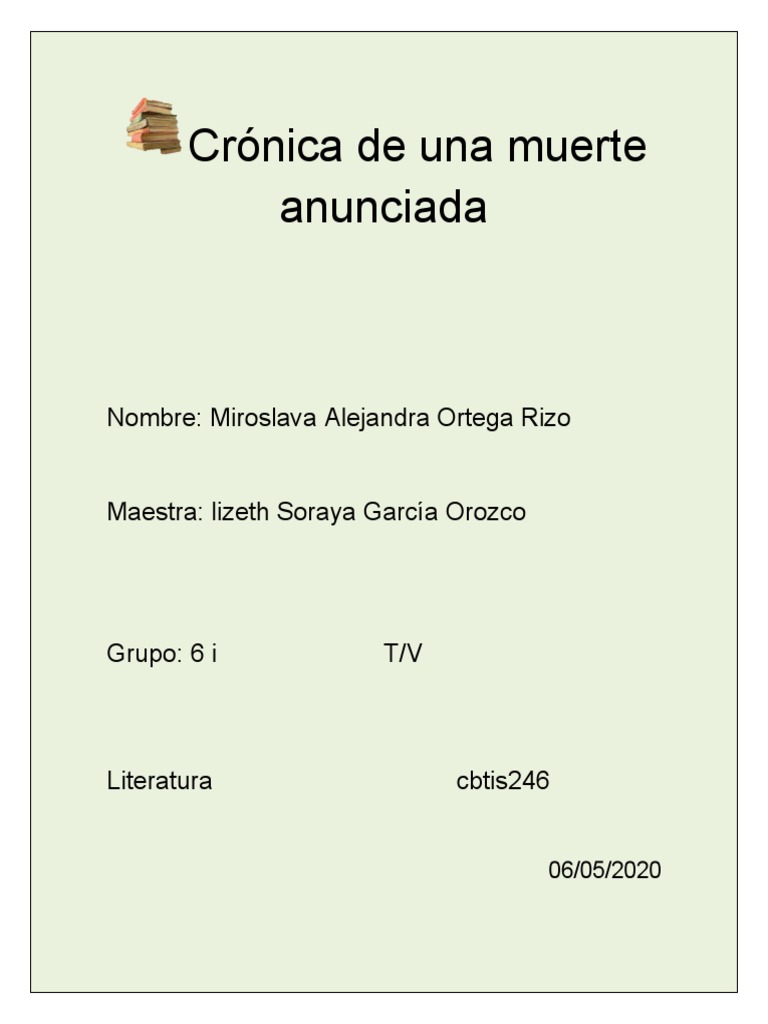 Crónica de Una Muerte Anunciada | PDF | Clásicos