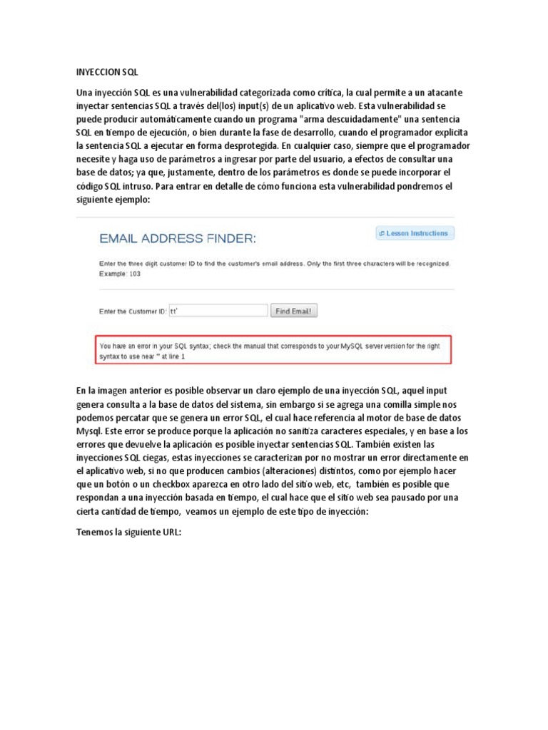 Inyeccion SQL | PDF | SQL | Gestión de datos
