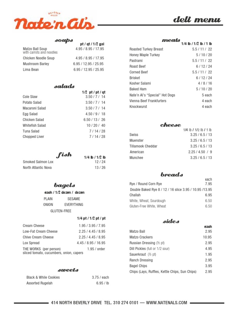 Nate-N-Al Menu 5.8 | PDF | Coleslaw | Salad