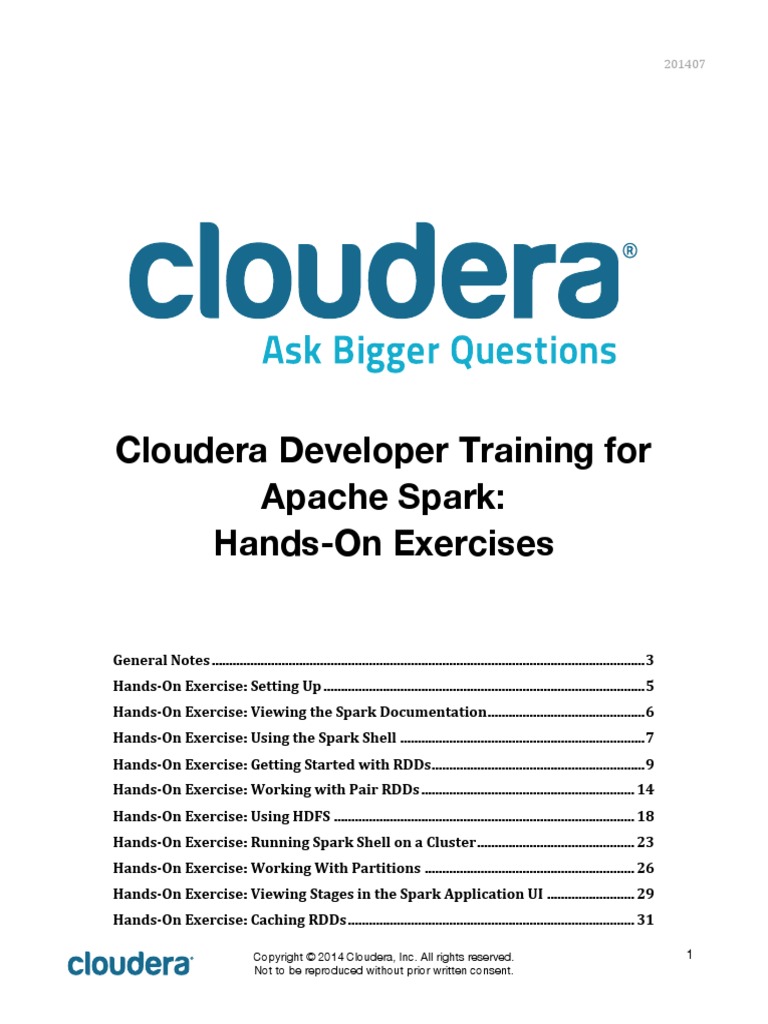 Cloudera Developer Training For Apache Spark: Hands-On Exercises | PDF | Apache Spark | Apache ...