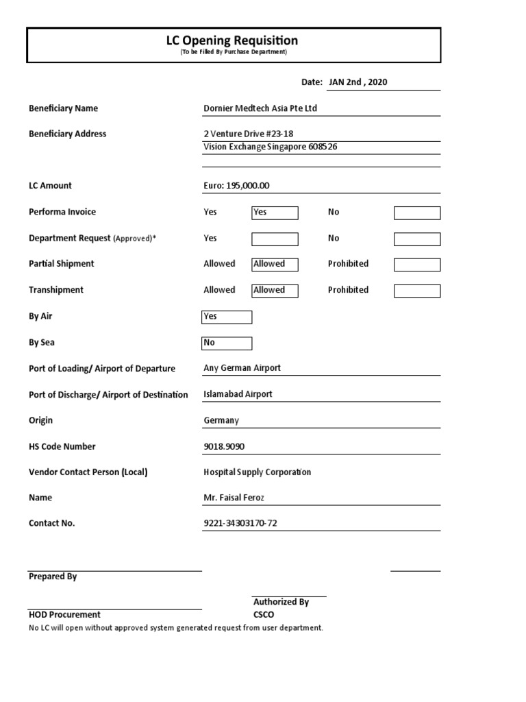 LC Application Form | PDF | Letter Of Credit | Banks