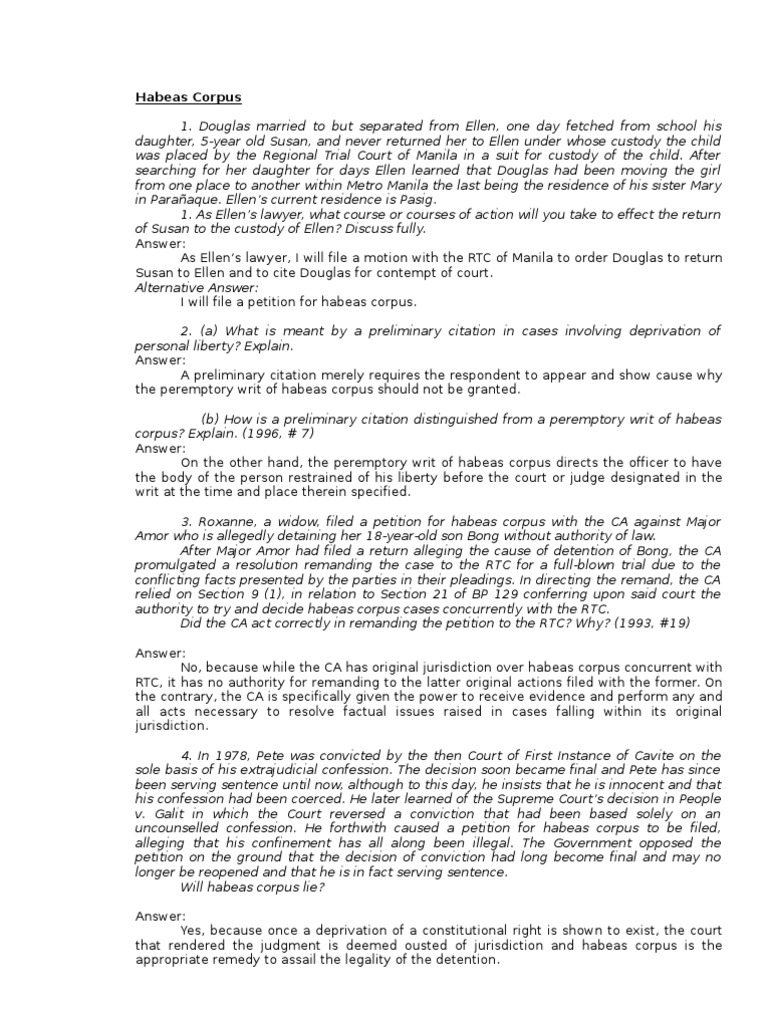 Habeas Corpus | PDF | Habeas Corpus | Remand (Detention)