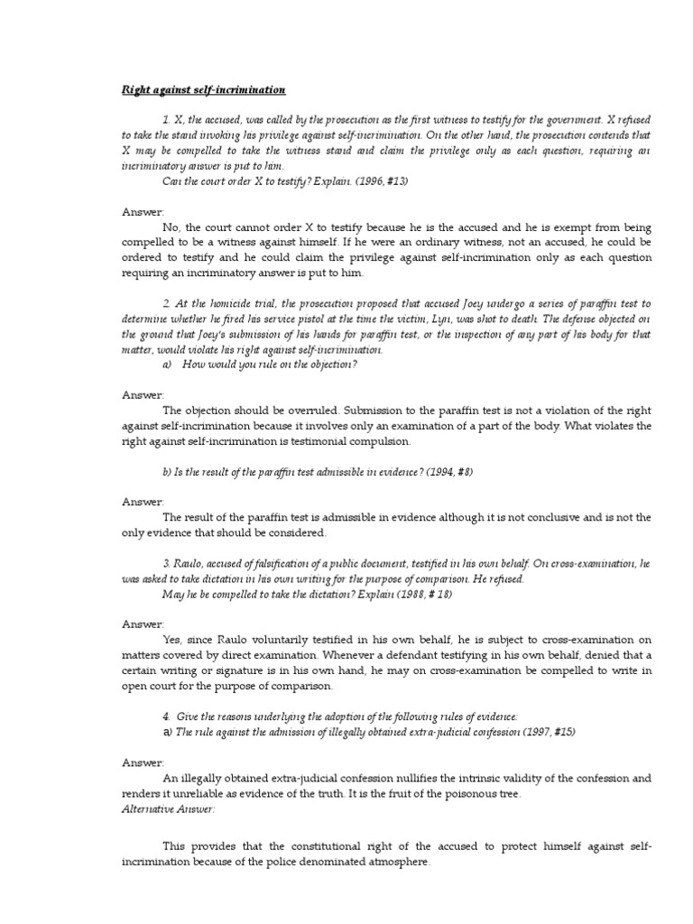 Understanding the Right Against Self-Incrimination | PDF | Self ...