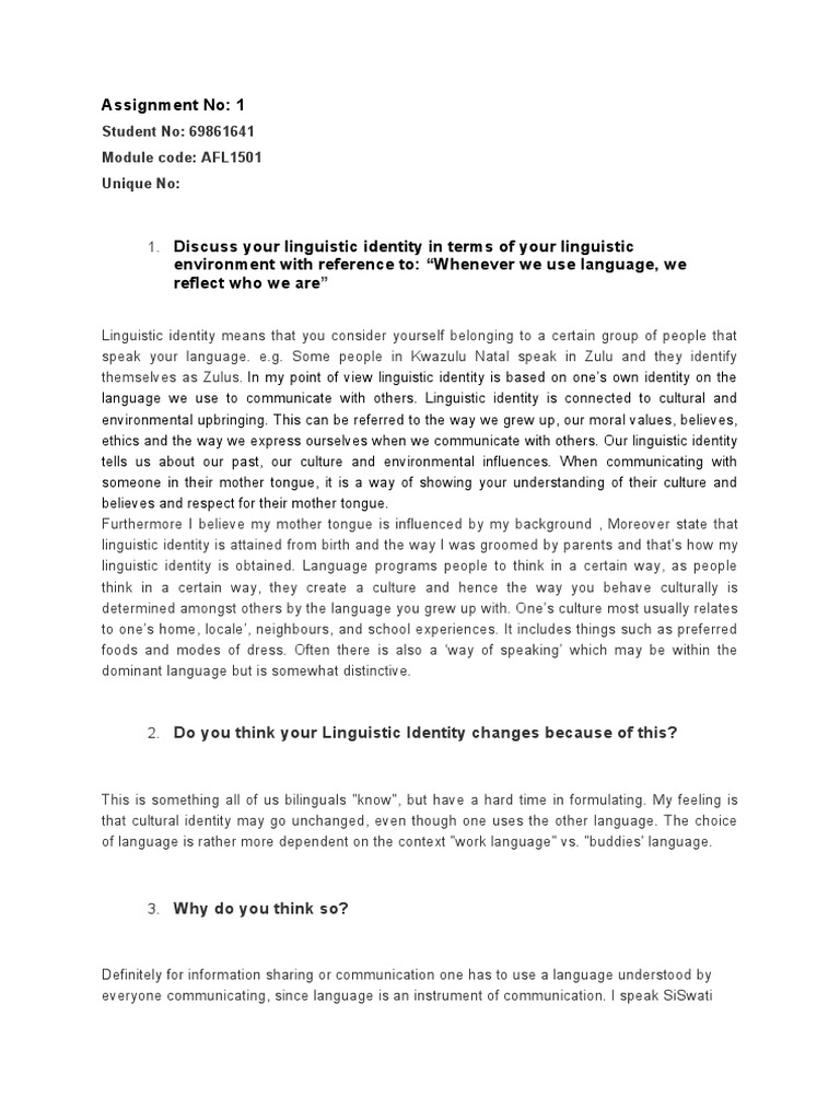 Exploring Linguistic Identity Through Language Use and Cultural ...