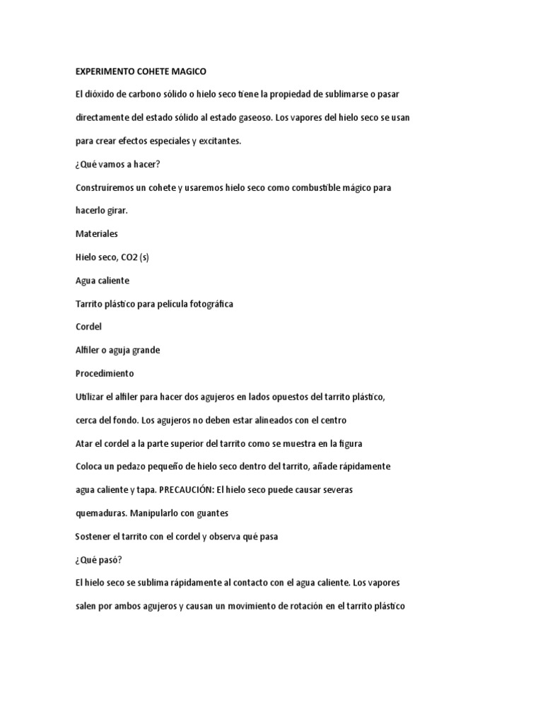 Experimento Cohete Magico | PDF | Ciencia y matemáticas | Tecnología
