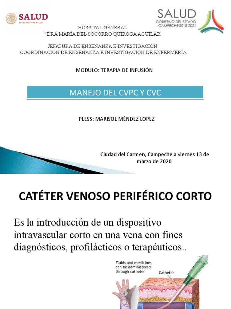Manejo Del CVPC y CVC | PDF | Terapia intravenosa | Enfermedades y ...
