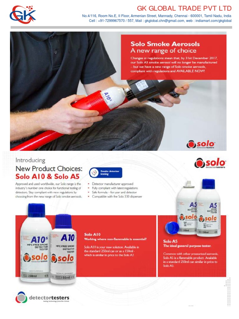 Solo A10 Smoke Detector Tester 150ml PDF | PDF