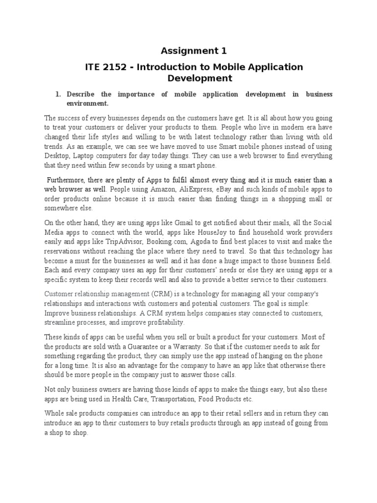 Assignment 1 ITE 2152 - Introduction To Mobile Application Development | Download Free PDF ...