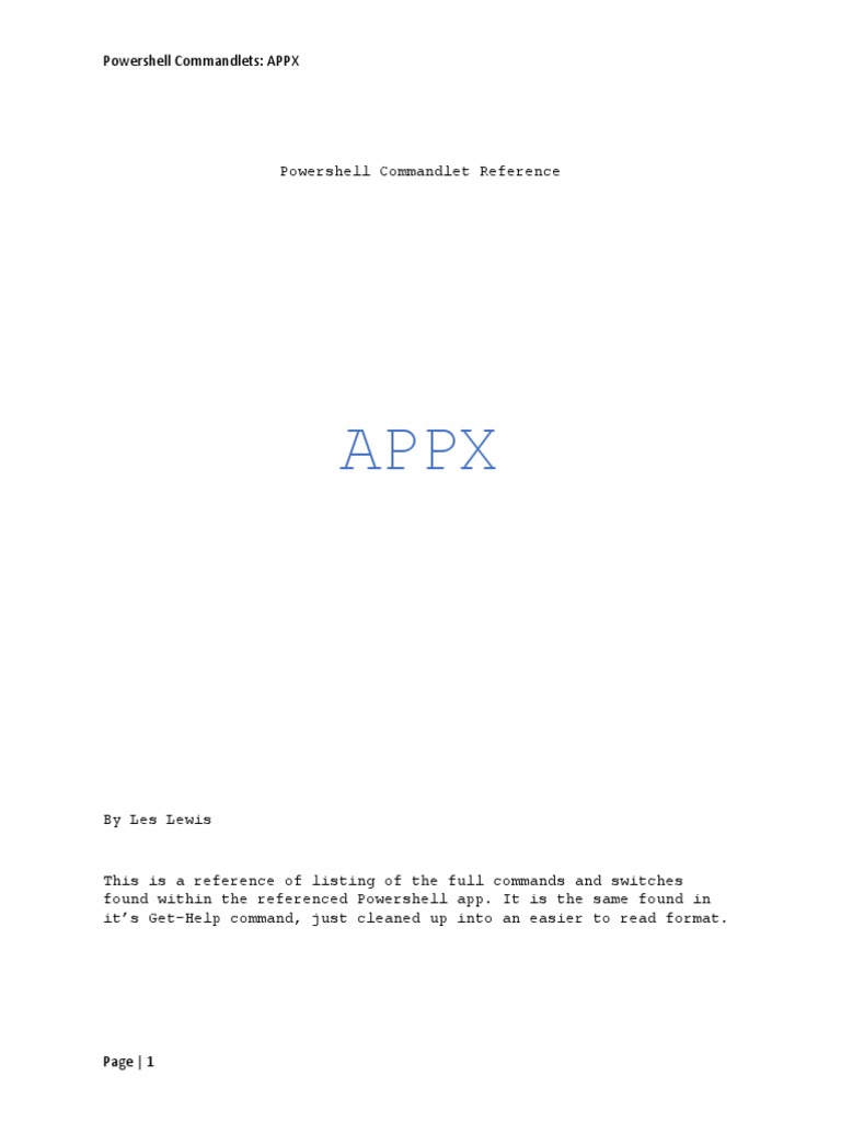 Powershell Commandlets Appx Module Download Free Pdf Parameter Computer Programming