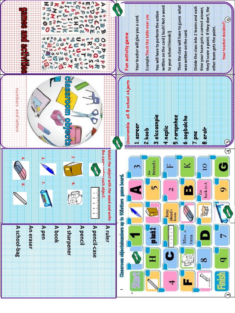 Classroom Objects Minibook | Download Free PDF | Leisure