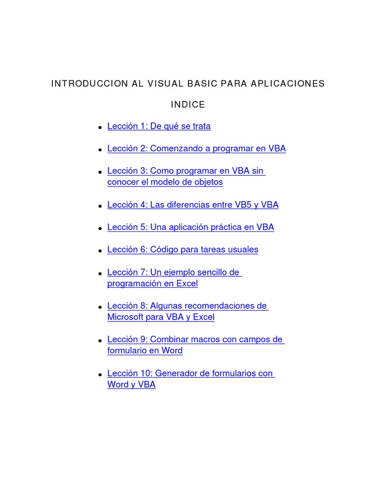 Curso VBA Bradanovic | PDF | Visual Basic para Aplicaciones | Básico