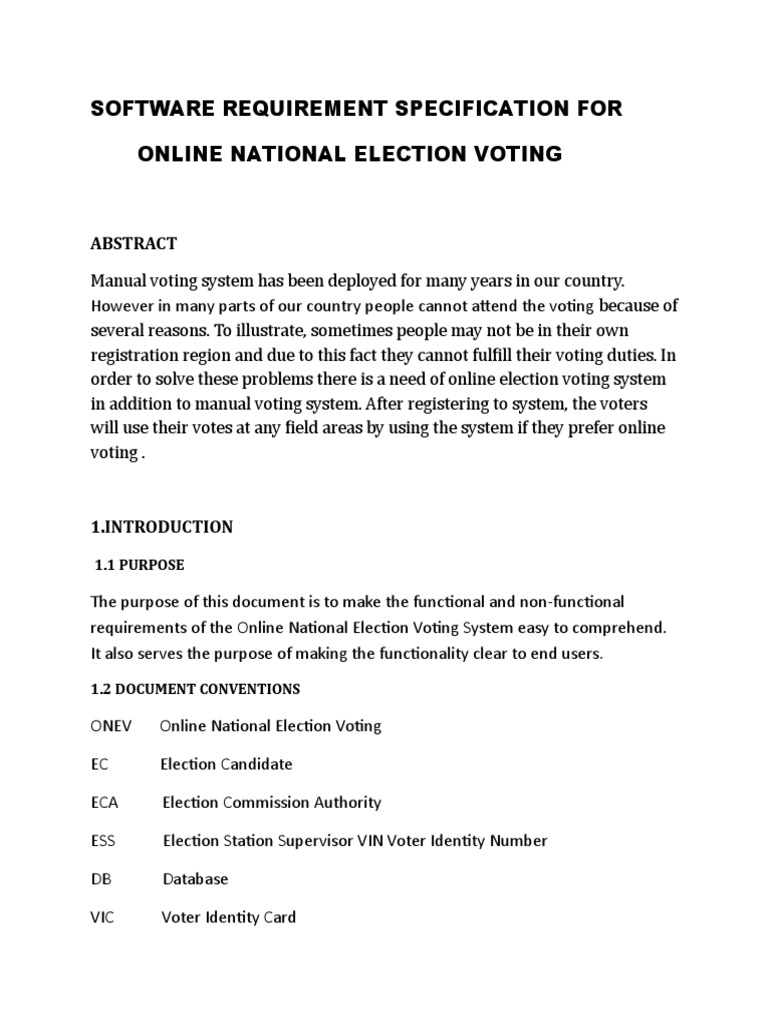 SRS Document For Online Election System | PDF | Voting | Server (Computing)