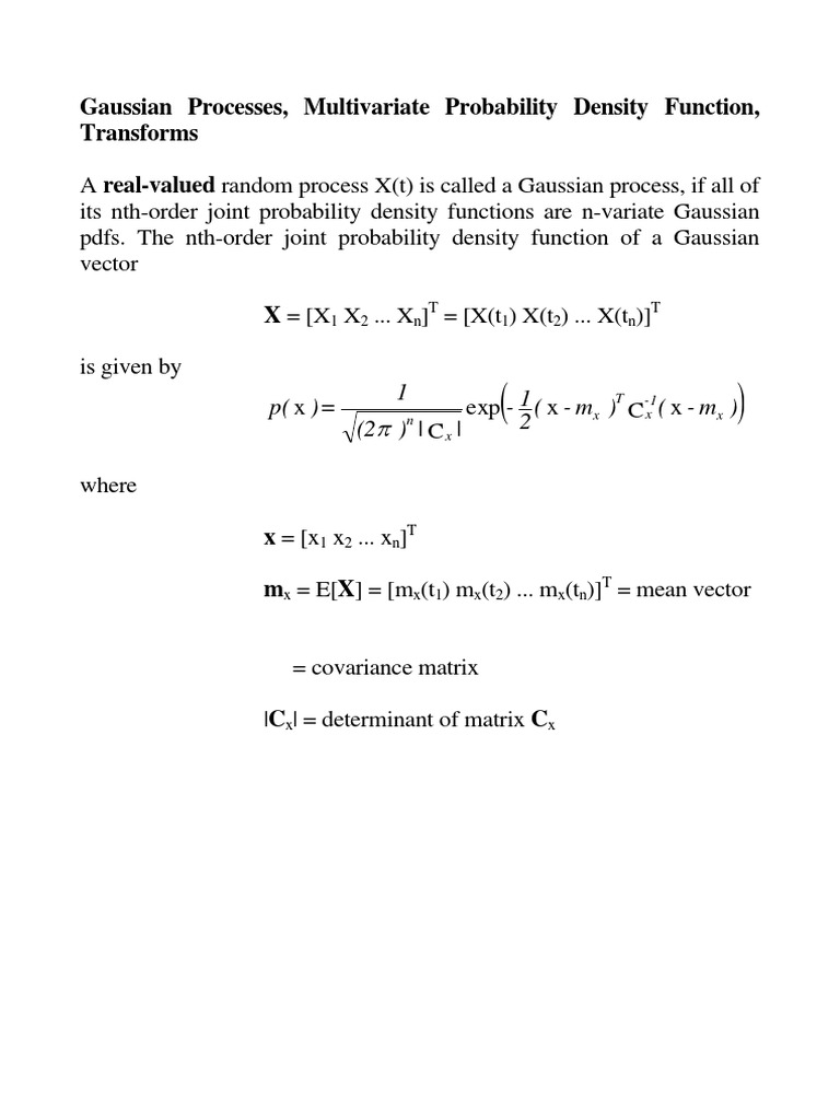 Gaussian Processes, Multivariate Probability Density Function ...