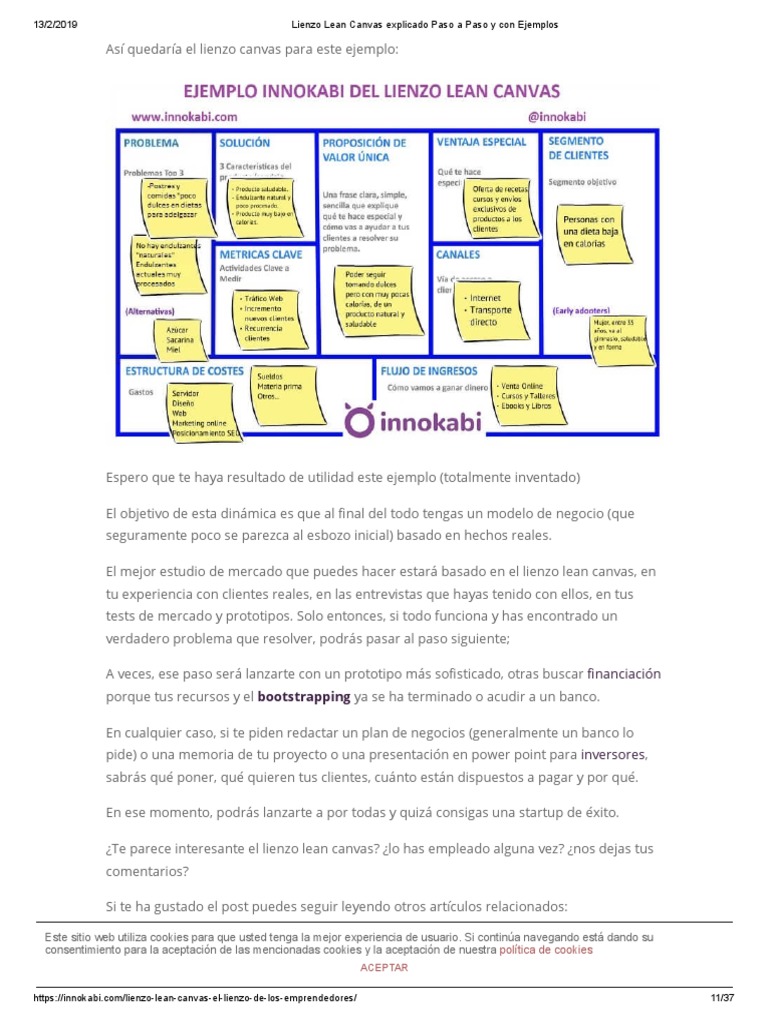 Lienzo Lean Canvas Explicado Paso A Paso y Con Ejemplos | PDF