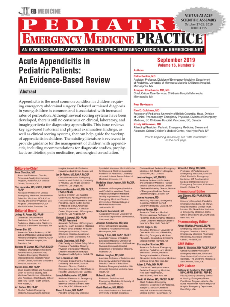 2019 Acute Appendicitis in Pediatric Patients: An Evidence-Based Review ...
