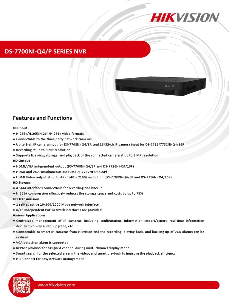 Hikvision DS-7700NI-Q4 - P - NVR - 3.4.100 - 20190109 | PDF | Hdmi | Video